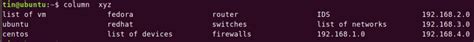 how to display file contents in column format in linux terminal vitux