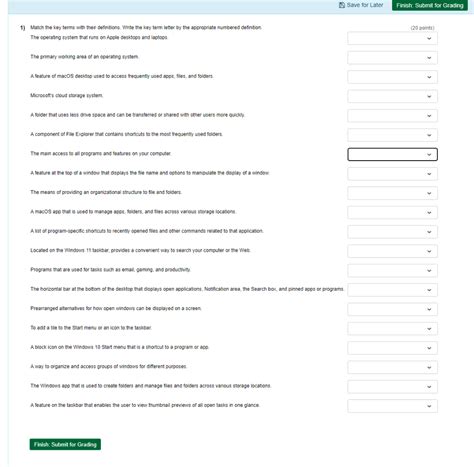 Solved Save For Later Finish Submit For Grading Match Chegg