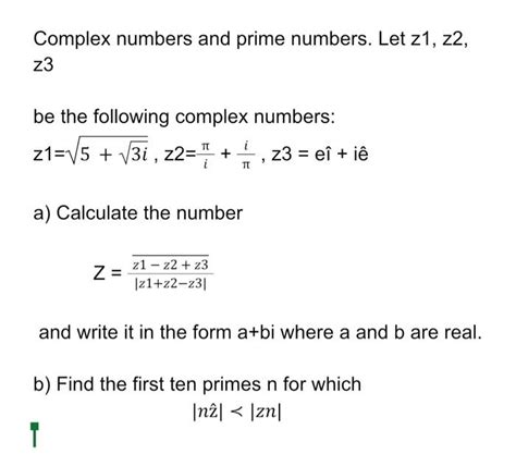 solved complex numbers and prime numbers let z1 z2 z3 be