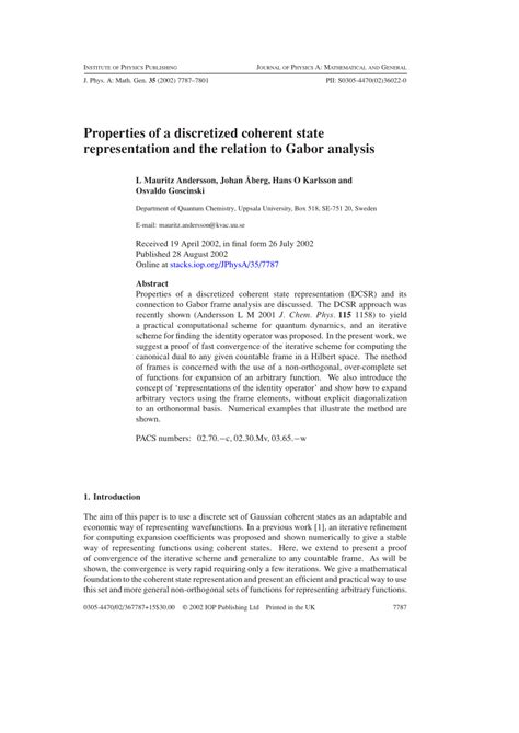 pdf properties of a discretized coherent state representation and the relation to gabor analysis