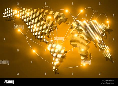 Background Digital Image Of World Map With Connection Lines Stock Photo