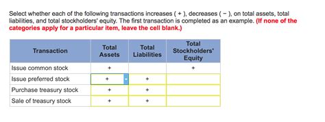solved select whether each of the following transactions