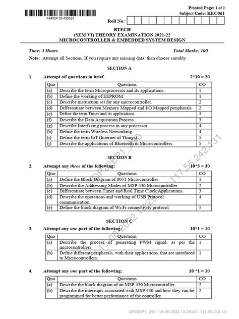 microcontroller embedded system design kec061 pdf microcontroller embedded system