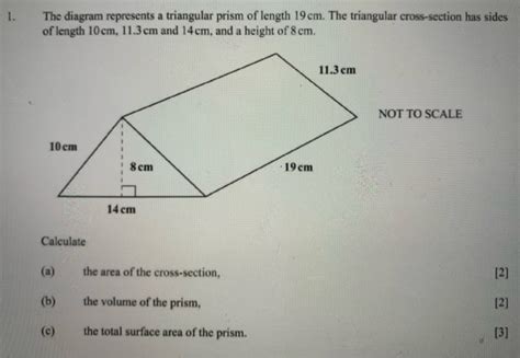solved 1 the diagram represents a triangular prism of