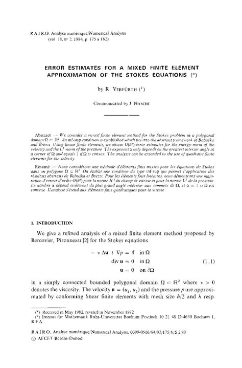 error estimates for a mixed finite element approximation of the stokes equations esaim