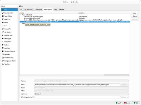 debugging Qt Creator无法确定调试器类型 Android调试器 大数据知识库