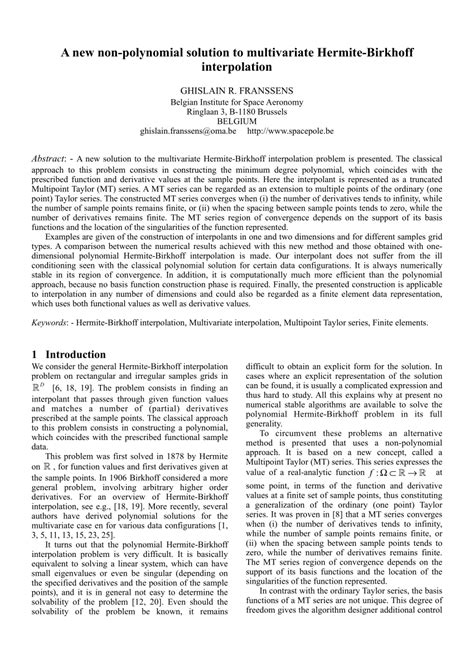 pdf a new non polynomial solution to multivariate hermite birkhoff interpolation
