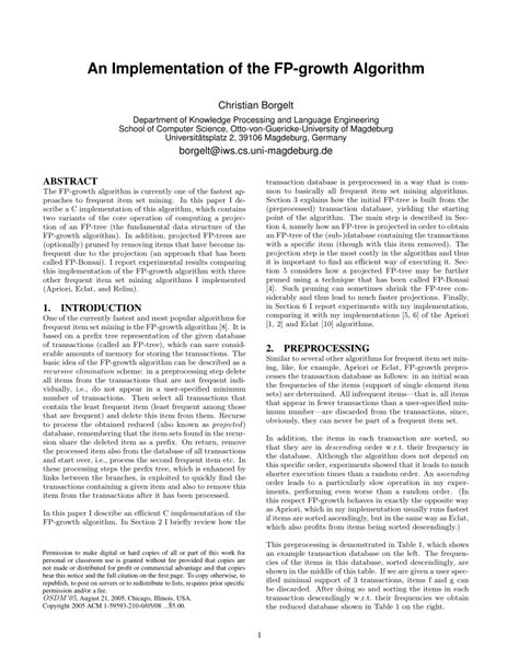 pdf an implementation of the fp growth algorithm
