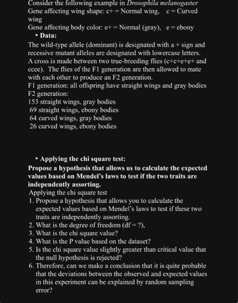 solved consider the following example in drosophila