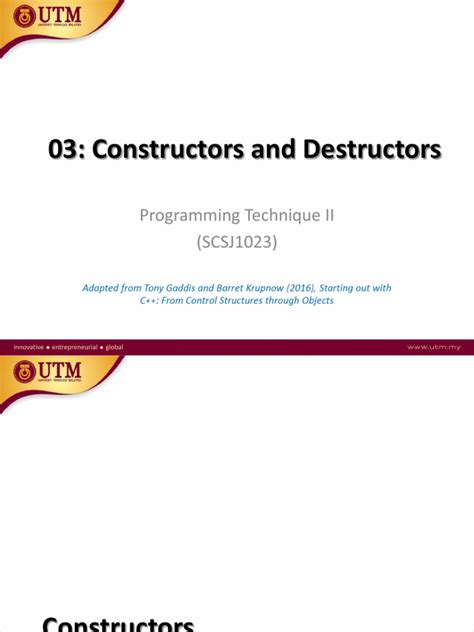03 constructors and destructors revised pdf constructor object oriented programming