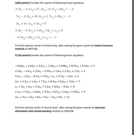 solved 30 ﻿points ﻿consider the system of following linear