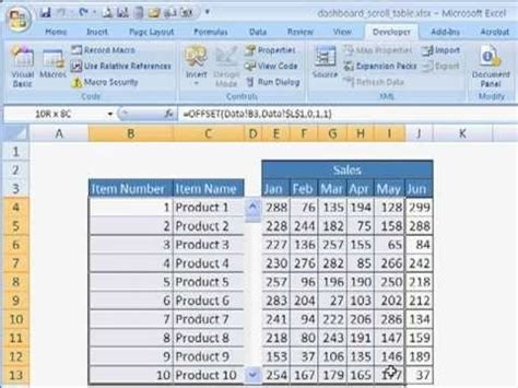 Excel Training 101 Create A Scrolling Table
