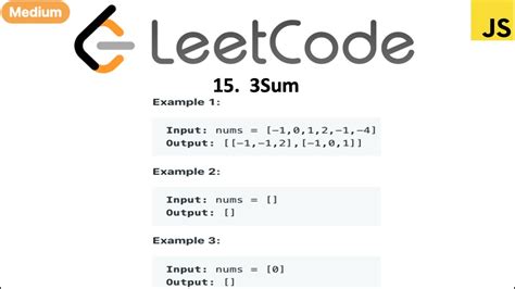 leetcode 15 3sum in javascript youtube