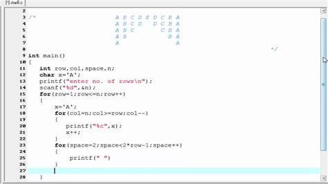 c programming video tutorial pattern printing 7 youtube