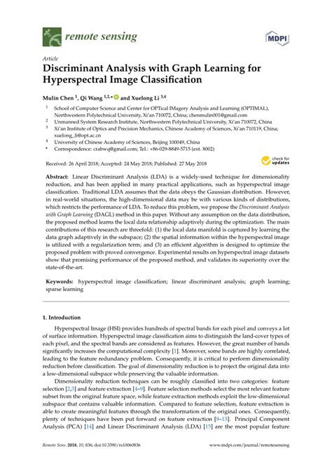 pdf discriminant analysis with graph learning for hyperspectral image classification