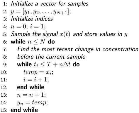 pseudocode for sampling algorithm a biochemical signal x t obtained download scientific