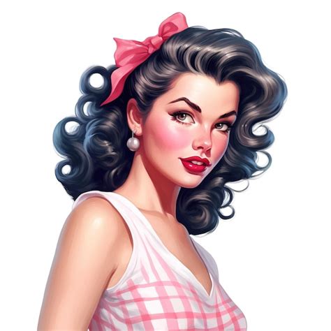 Premium Ai Image Style Retro Pin Up Girl Illustration