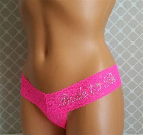 Bridal Thong Bright Pink Lace Thong With Bride To Be For The Bachelorette Personalized Thong