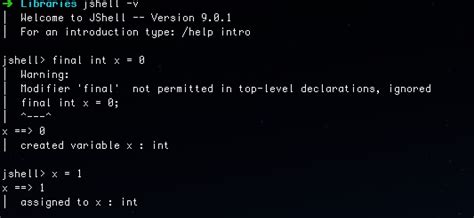 java 9 final variables are not functioning well in jshell stack overflow