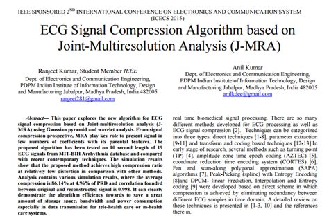pdf ecg signal compression algorithm based on joint multiresolution j mra