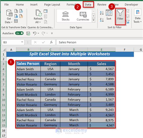 Excel Split Worksheets