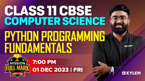 Class 11 CBSE Computer Science Python Programming Fundamentals