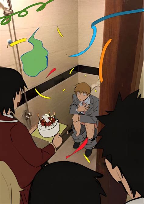 An Anime Scene With Two People Sitting On The Floor And One Person Holding A Cake