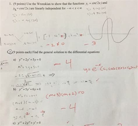 solved use the wronskian to show that the functions y 1