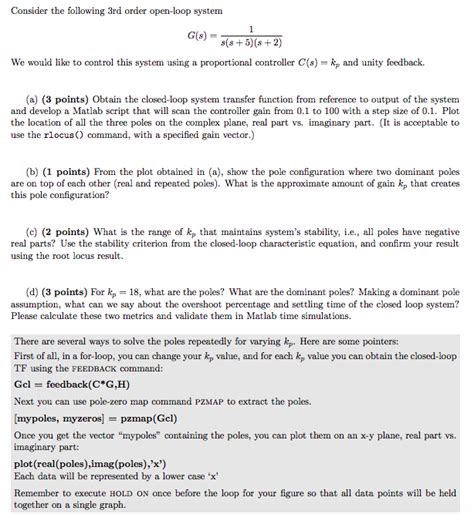 consider the following 3rd order open loop system