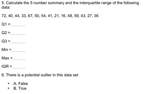solved 5 calculate the 5 number summary and the