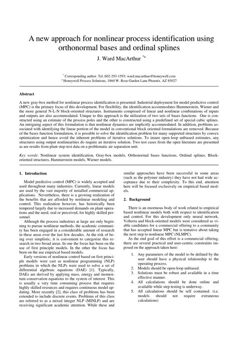 pdf a new approach for nonlinear process identification using orthonormal bases and ordinal