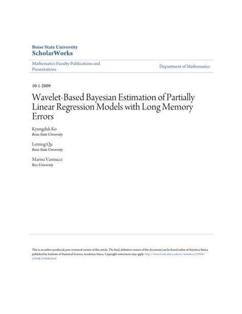 pdf wavelet based bayesian estimation of partially linear regression models with long memory