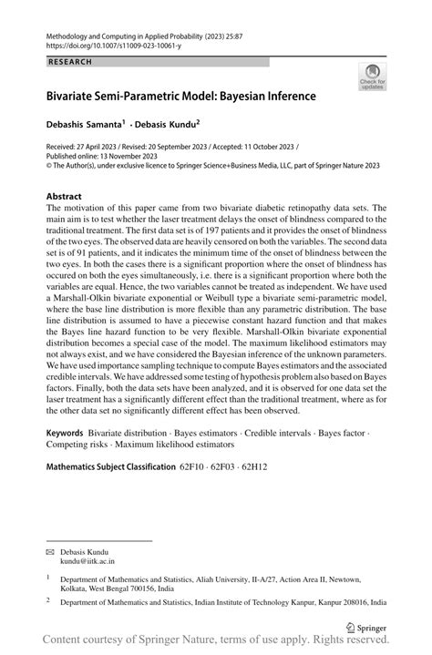 bivariate semi parametric model bayesian inference