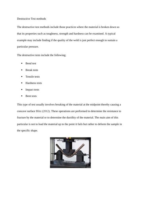 destructive and non destructive testing methods in engineering desklib