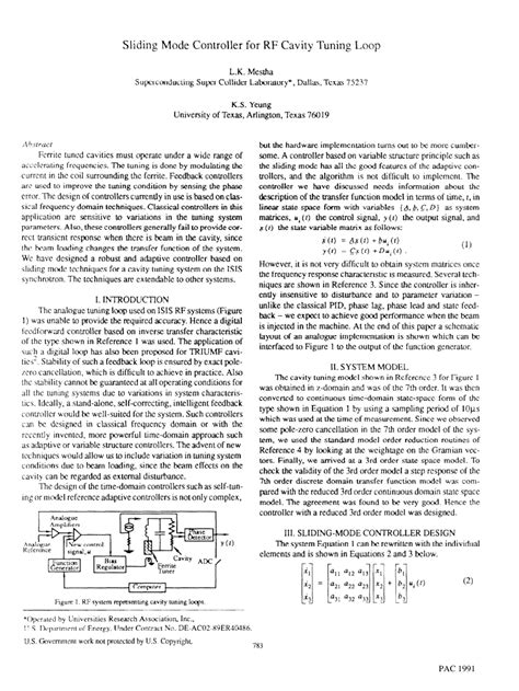 pdf sliding mode controller for rf cavity tuning loop
