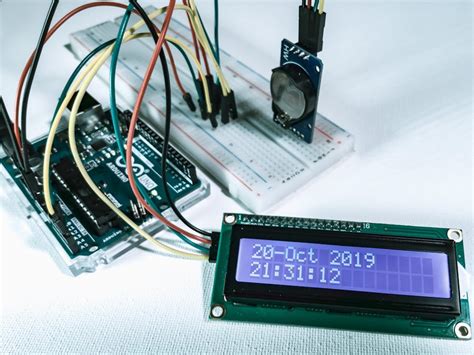 display time date i2c lcd and ds3231 real time clock visuino arduino project hub
