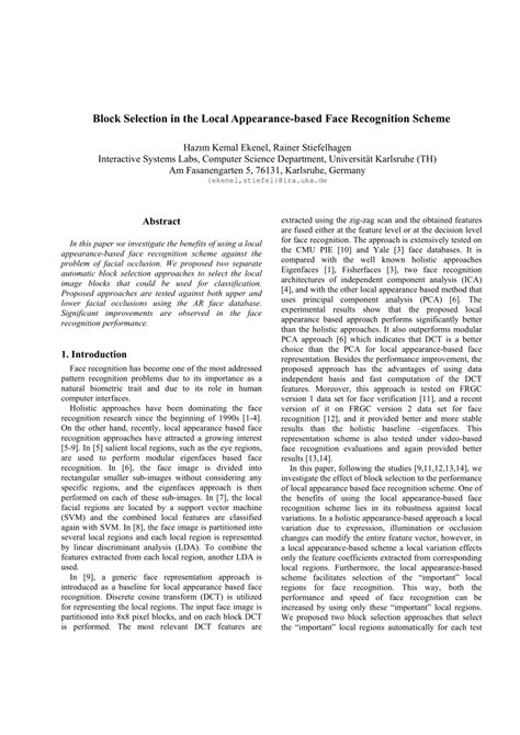 pdf block selection in the local appearance based face recognition scheme