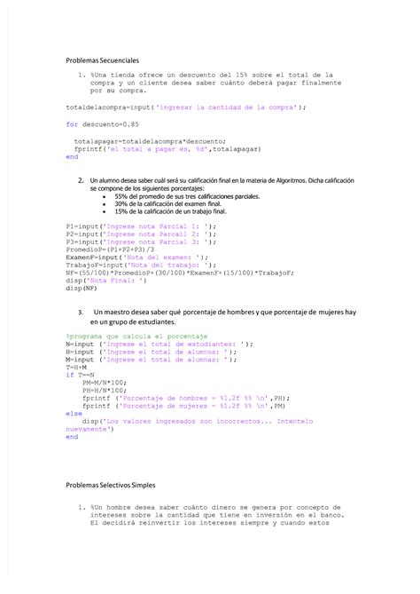 ejercicios resueltos de matlab metodos numericos problemas secuencialesproblemas secuenciales
