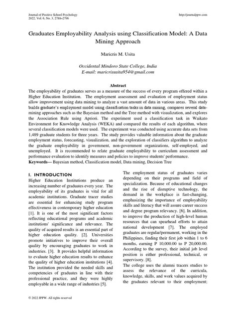 8 graduates employability analysis using classification model a data mining approach al pdf