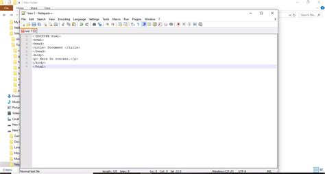 write html code notepad