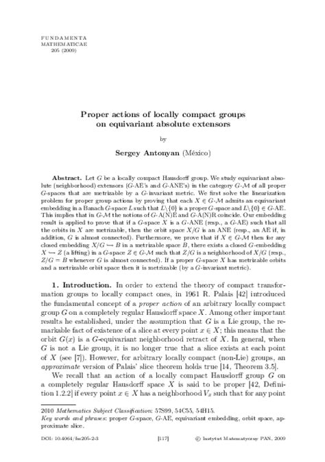 pdf proper actions of locally compact groups on equivariant absolute extensors sergey