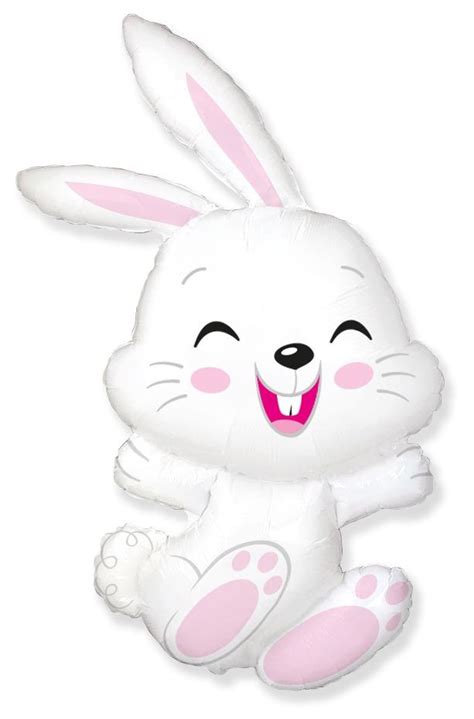 Pink And White Bunny Rabbit Foil Balloon Bargain Balloons Mylar Balloons And Foil Balloons