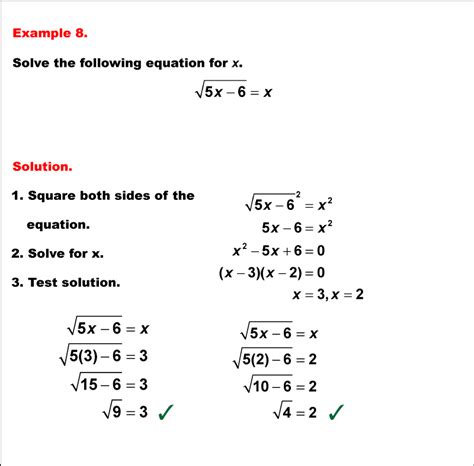 math example solving equations solving radical equations example 8 media4math