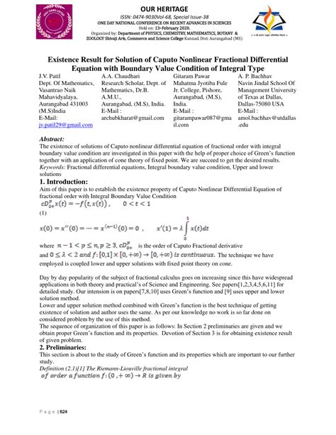 pdf our heritage existence result for solution of caputo nonlinear fractional differential
