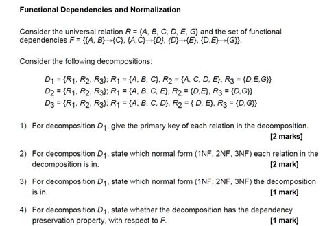 solved explain your answers please thanks functional dependencies and normalization consider