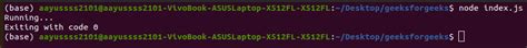 node js exit codes geeksforgeeks