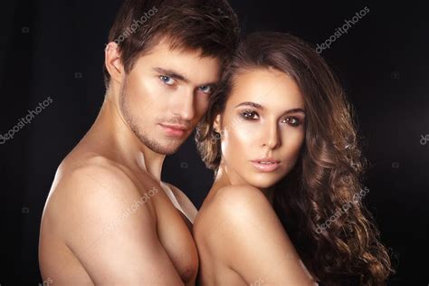 Kissing Couple Portraitsexy Beauty Coupleportrait Of Happy Loving Couplepure Passion Stock
