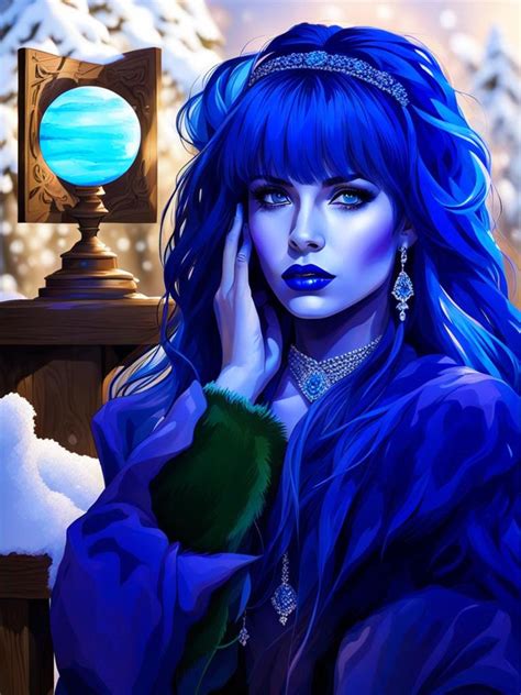 Latina Female Outside In Winter Blue Lipstick Blue Openart