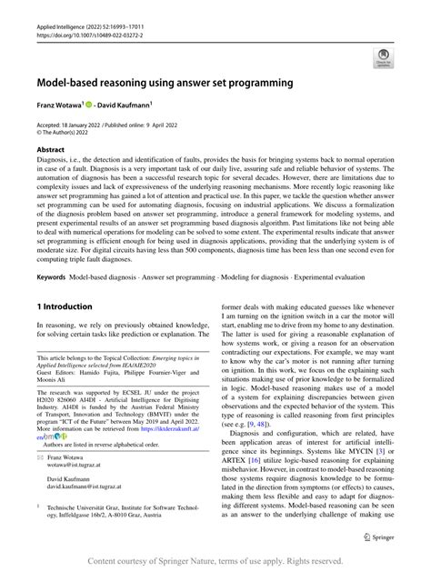 pdf model based reasoning using answer set programming