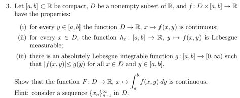 solved 3 let [a b] cr be compact d be a nonempty subset